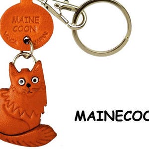 Maine Coon 3D Leather Cat Keychain Keyring Purse Charm Zipper Pull ...