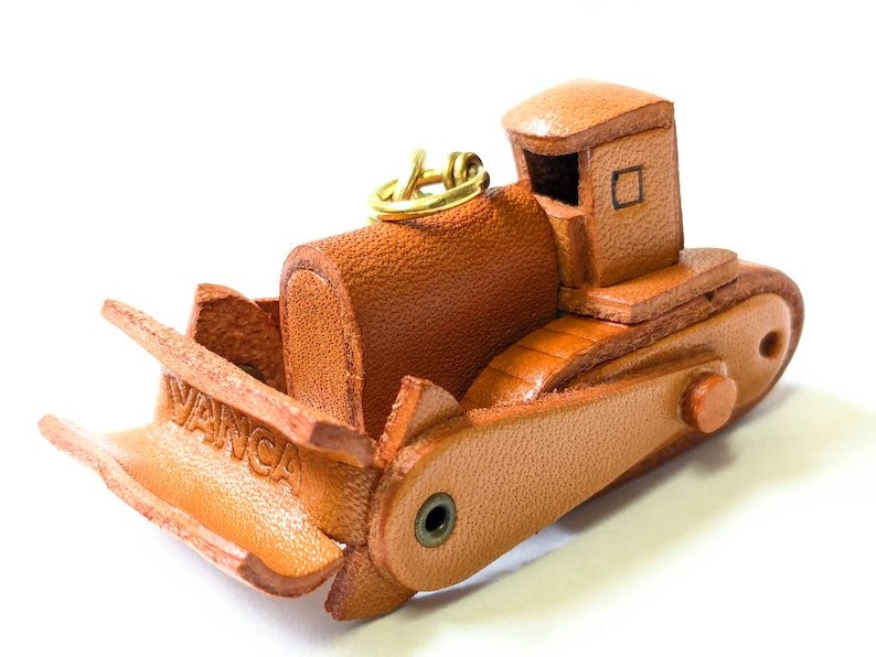 Bulldozer 3D Leather Keychain(l) *VANCA* Made in Japan #56189 - Etsy