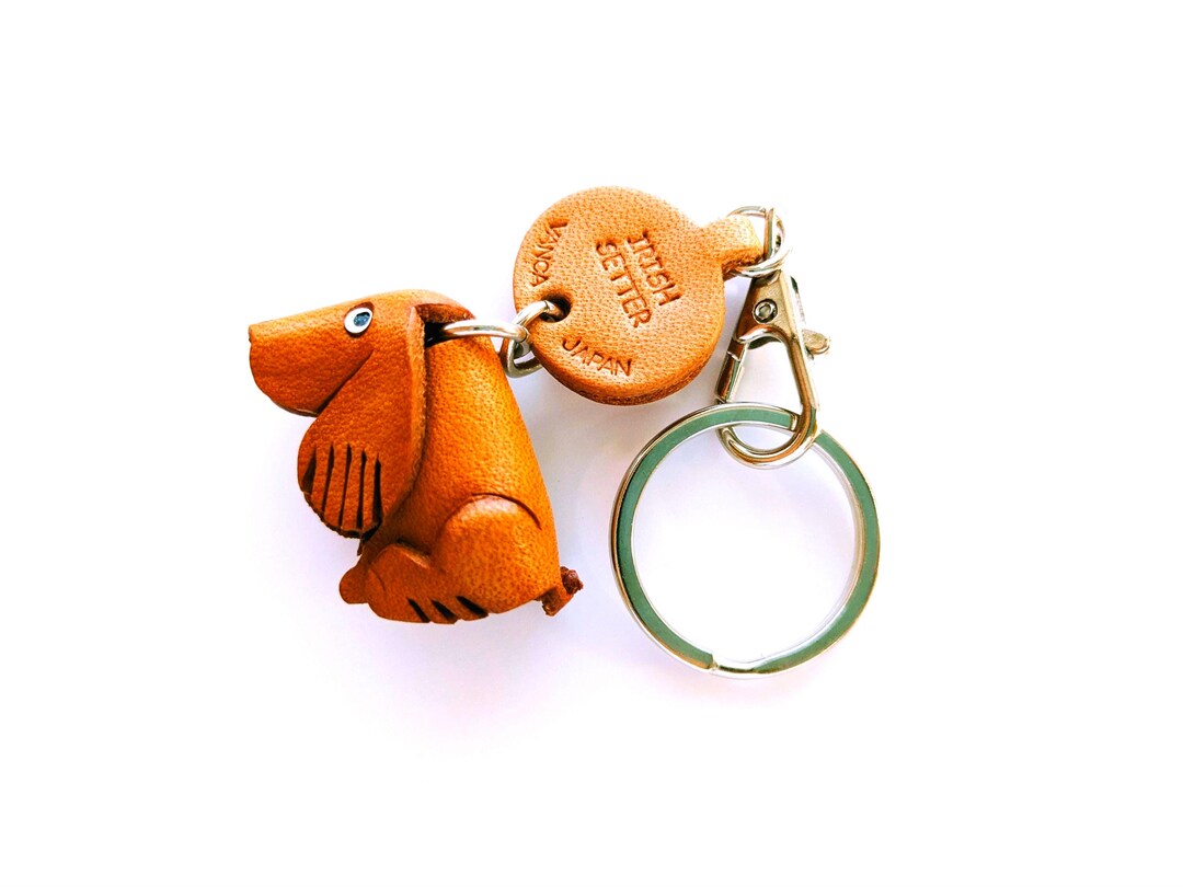 Irish Setter 3D Leather Dog Keychain Keyring Purse Charm Zipper Pull ...