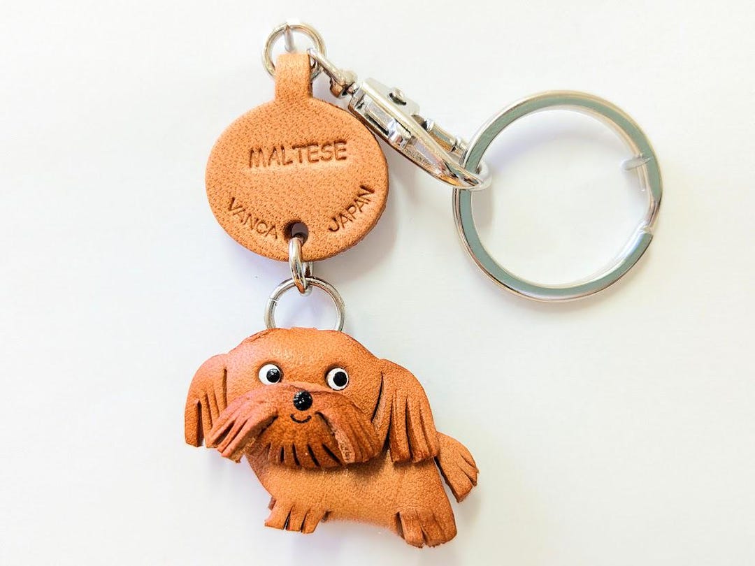Maltese Japanese 3D Leather Dog Keychain Keyring Purse Charm Zipper ...