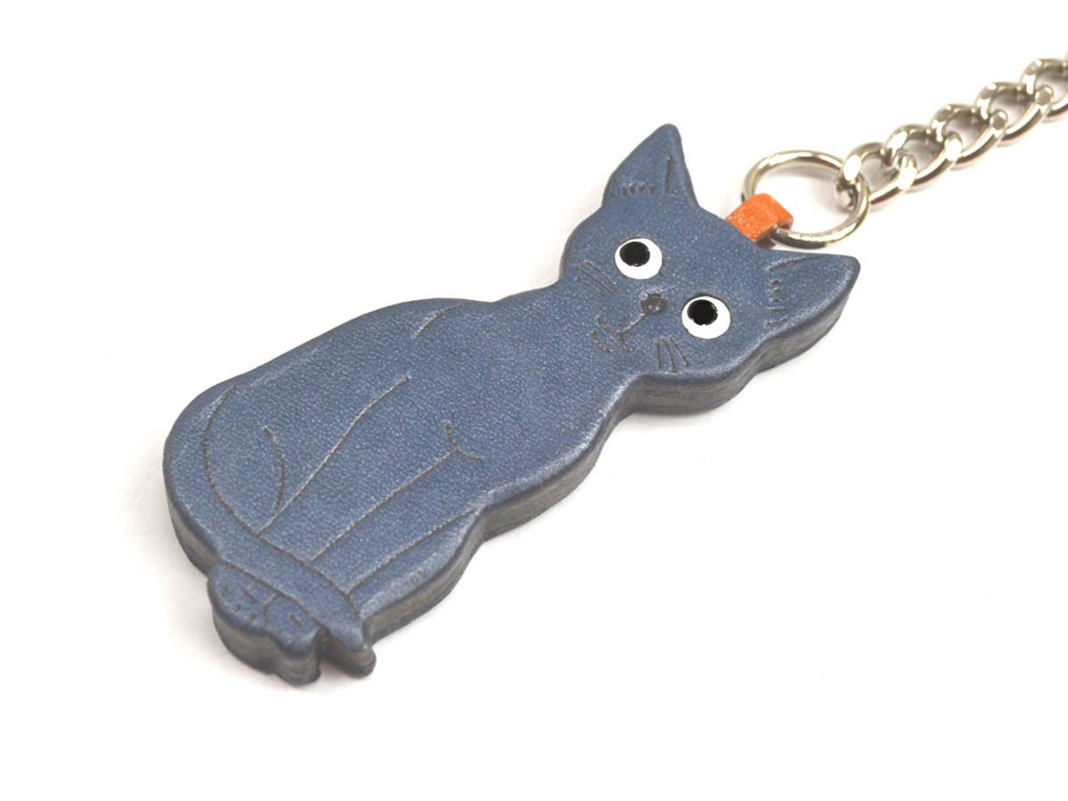 Russian Blue 3D Leather Cat Ring/bag Charm Keychain Keyring Key Fob ...