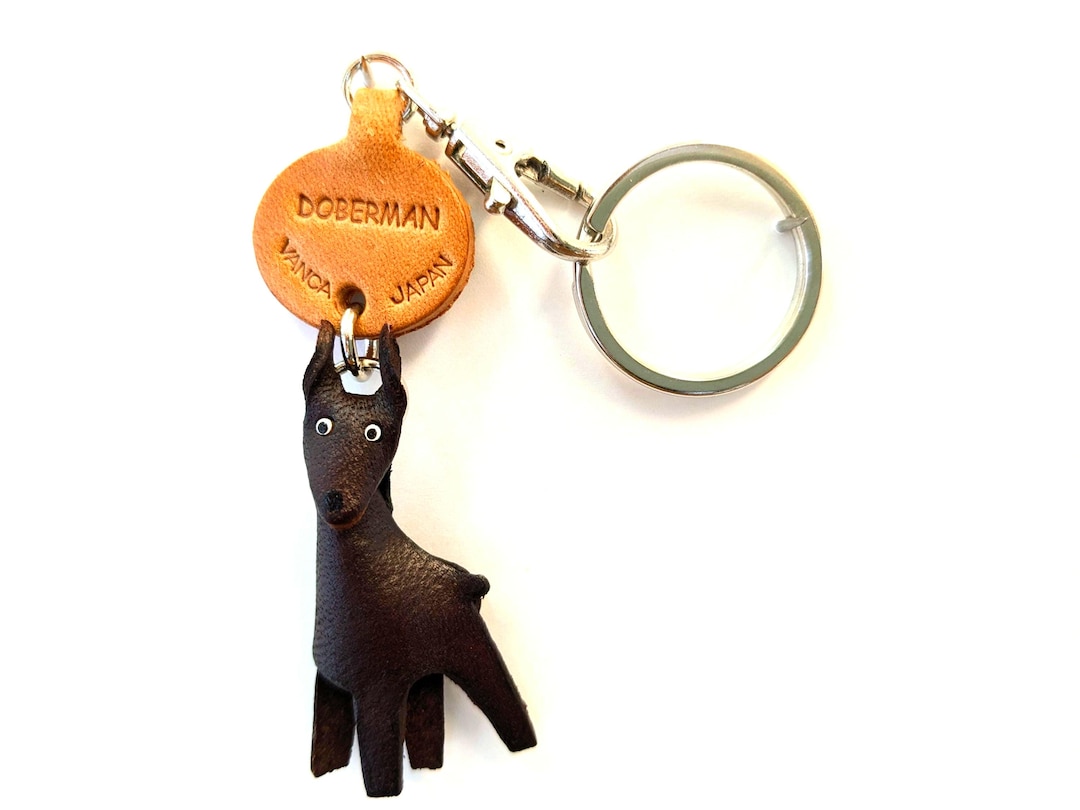 Doberman Dog Puppy 3D Leather Keychain Collar Charm Zipper Charm *VANCA ...