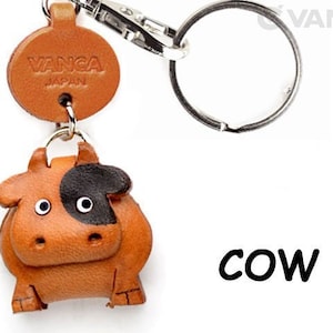 Cow 3D Leather Animal Keychain Keyring Purse Charm Zipper Pull ...