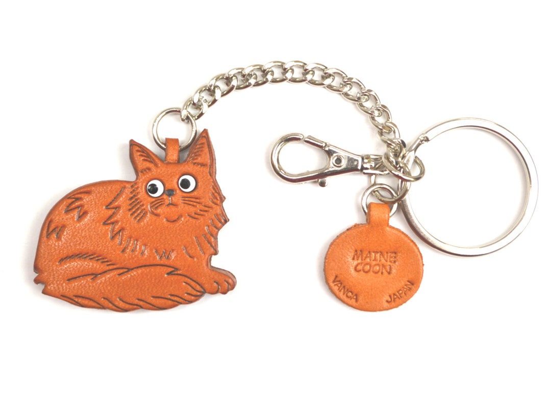 Maine Coon 3D Leather Cat Ring/bag Charm Keychain Keyring Key - Etsy