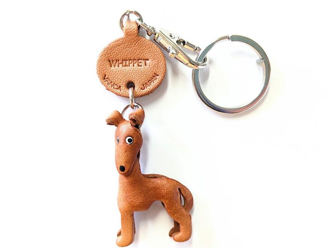 Whippet 3D Leather Dog Keychain Keyring Purse Charm Zipper Pull ...