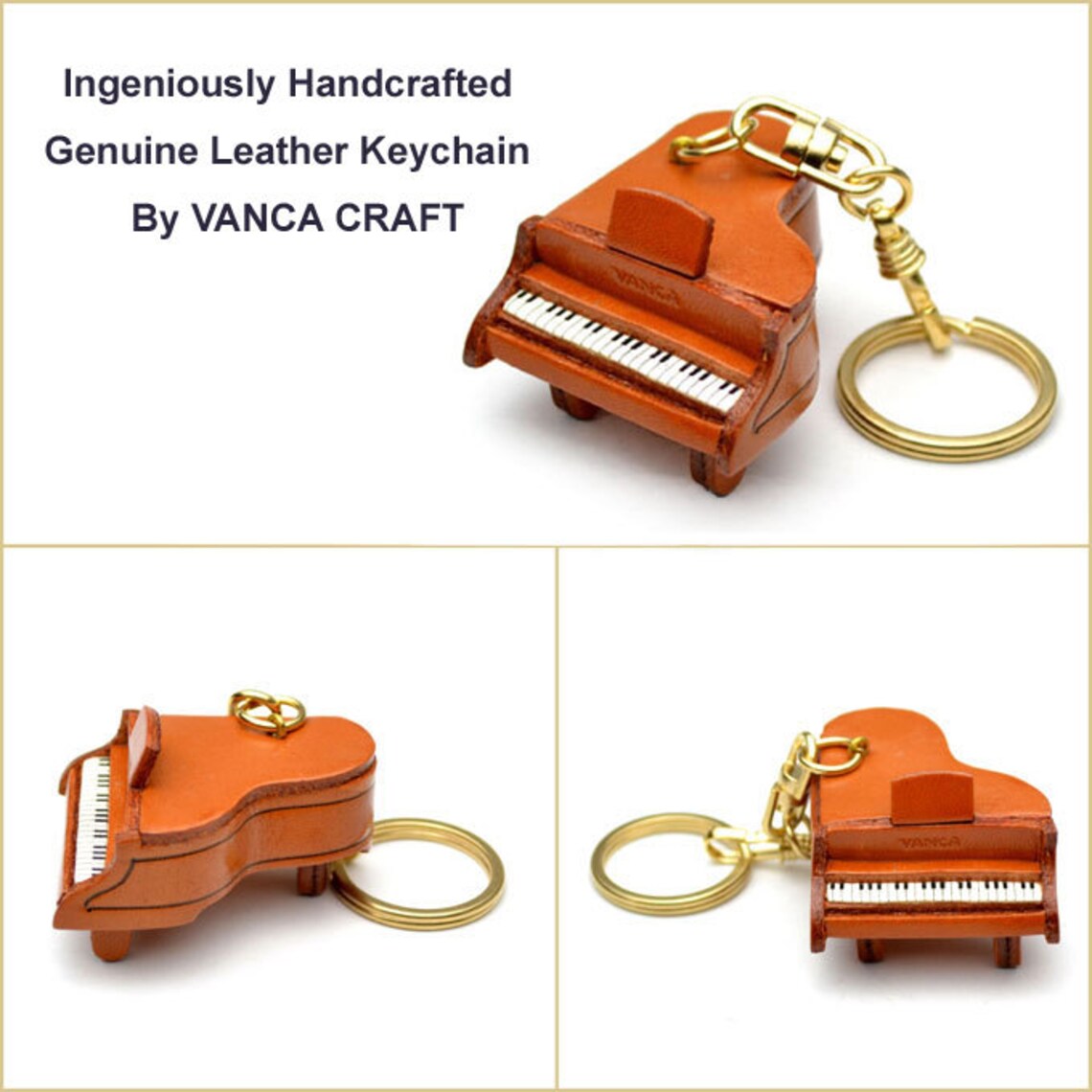 Piano 3D Leather Keychain(l) *VANCA* Made in Japan #56124 - Etsy
