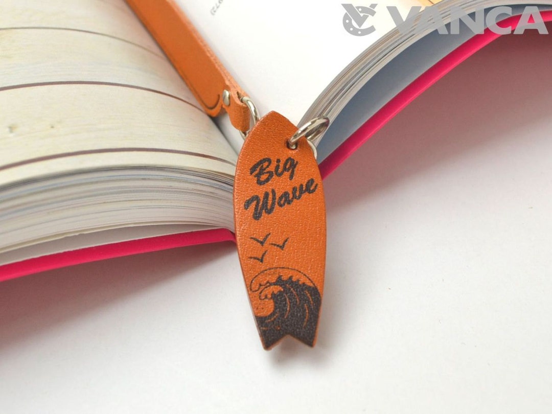 Surfboard Leather Charm Bookmark/bookmarks/bookmarker *VANCA* Made in ...