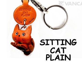 Plain Sleeping 3D Leather Cat Keychain Keyring Purse Charm | Etsy