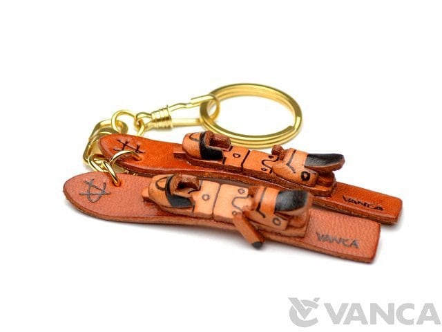 Skis 3D Leather Keychain(l) *VANCA* Made in Japan #56818 - Etsy