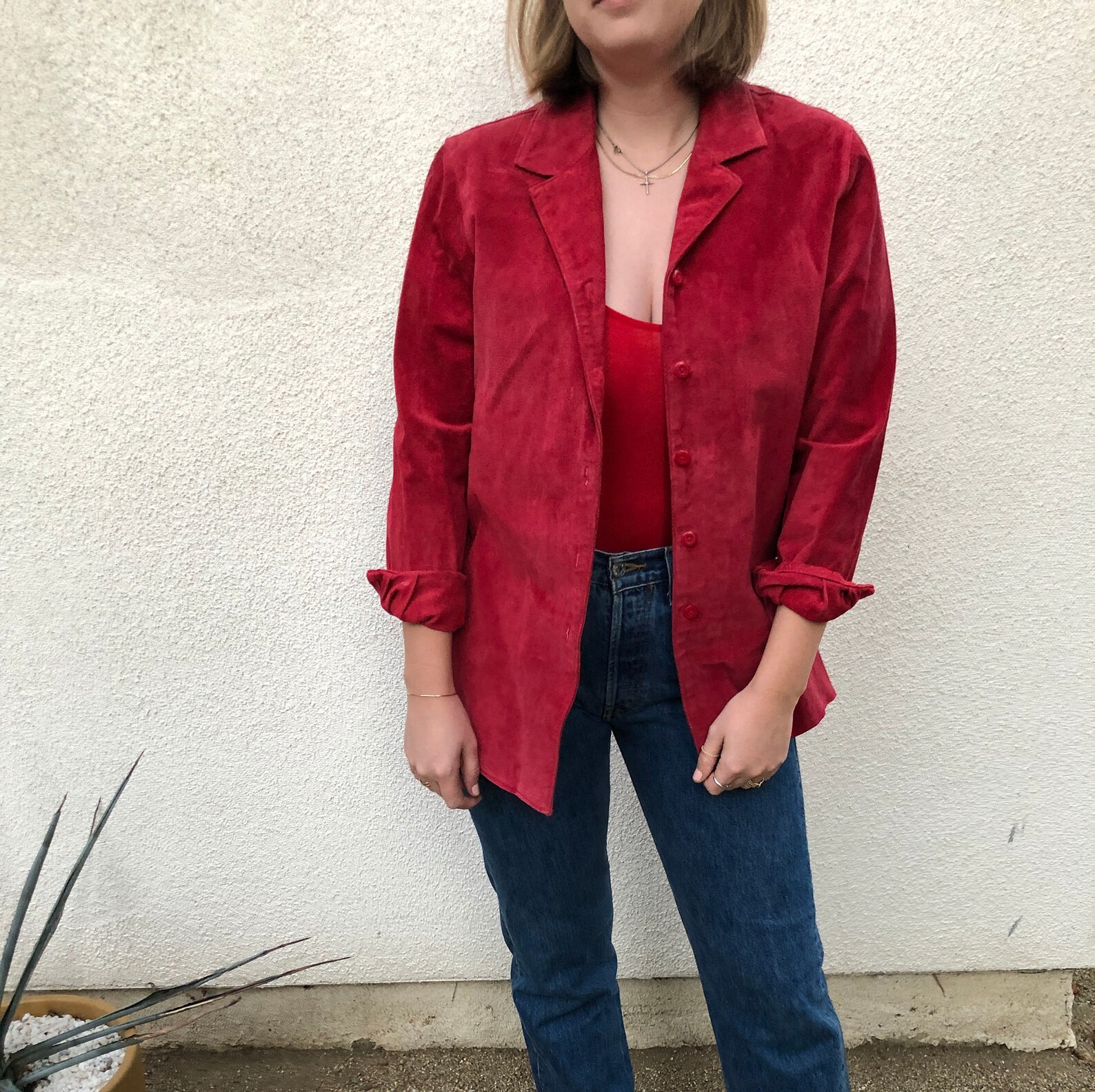 Vintage Suede Red Leather Style & Co. Jacket Size Medium - Etsy
