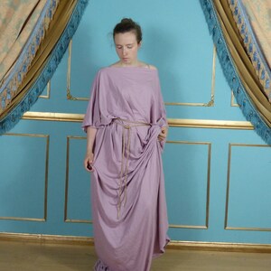 Ready to Ship Greek Tunic in Purple Cotton Ancient Greek Costume Chiton ...