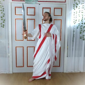 Men's Ancient Roman Senate White Linen Costume Toga for Re-enactment ...