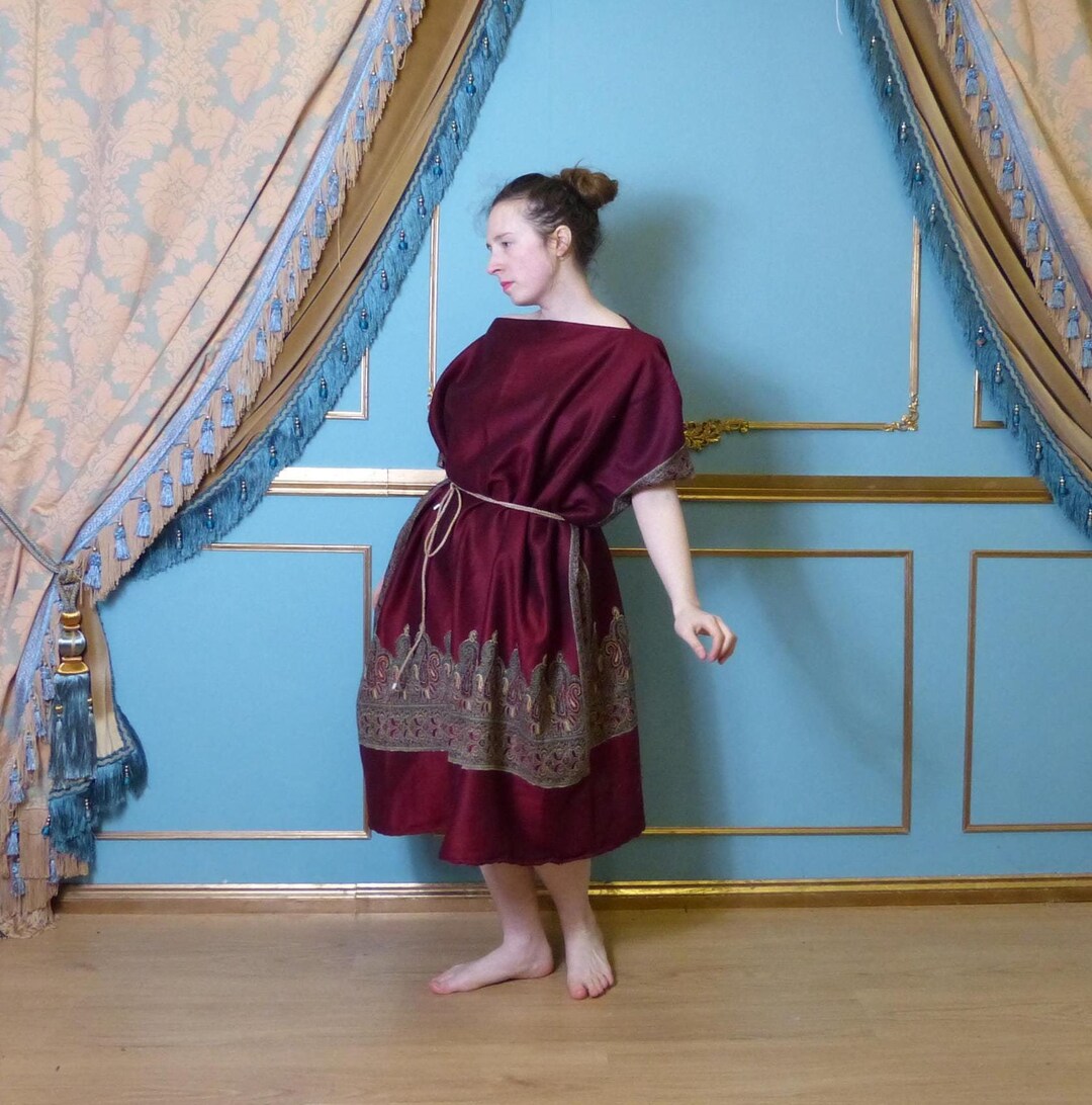 Ready to Ship Greek Tunic in Red With Decorative Pattern Ancient Greek ...