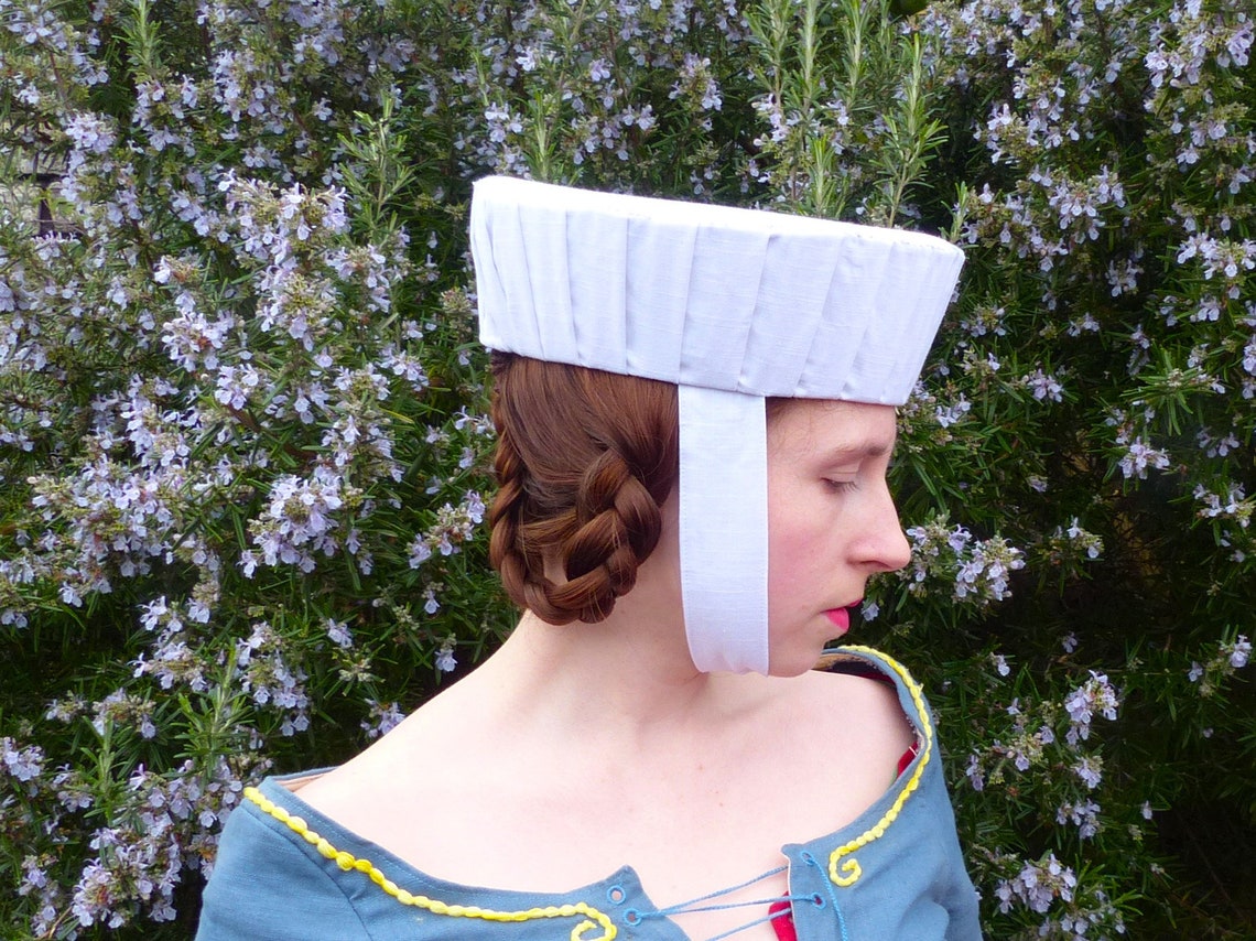 Medieval Peasants Cream Pleated Torque Costume Headdress Historical Re ...