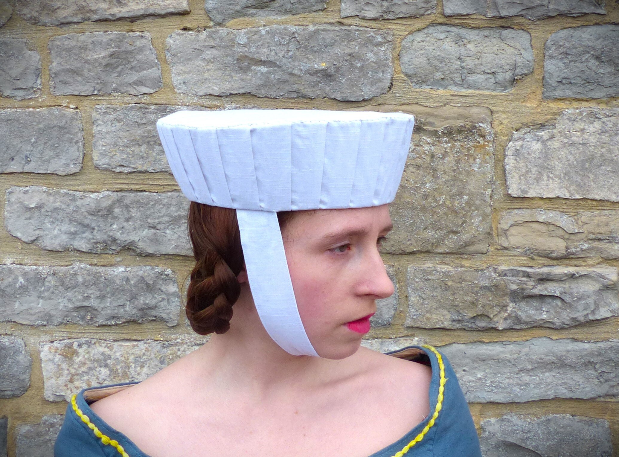 Medieval Peasants Cream Pleated Torque Costume Headdress Historical Re ...