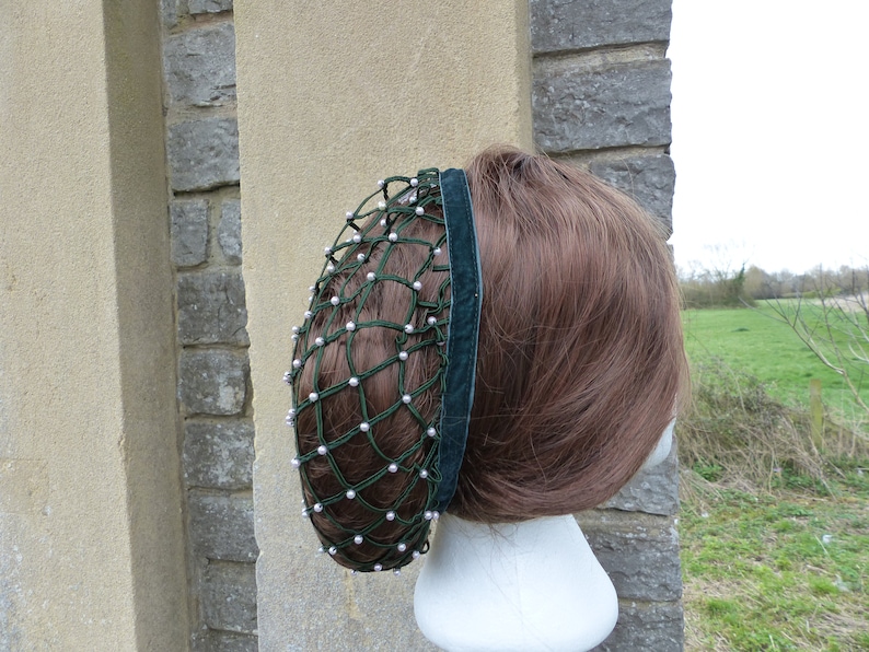 Renaissance Beaded Pearl Lady Hair Net Snood Historic Costume Head Wear ...