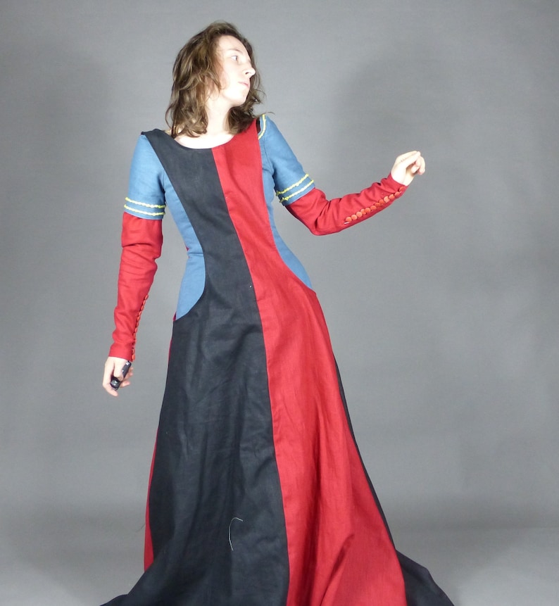 Two Colour Linen Medieval 14th Century Women's Over Coat - Etsy UK