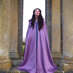 Shantung Satin Long Hooded Cloak, Medieval Fantasy Costume Re-enactment ...