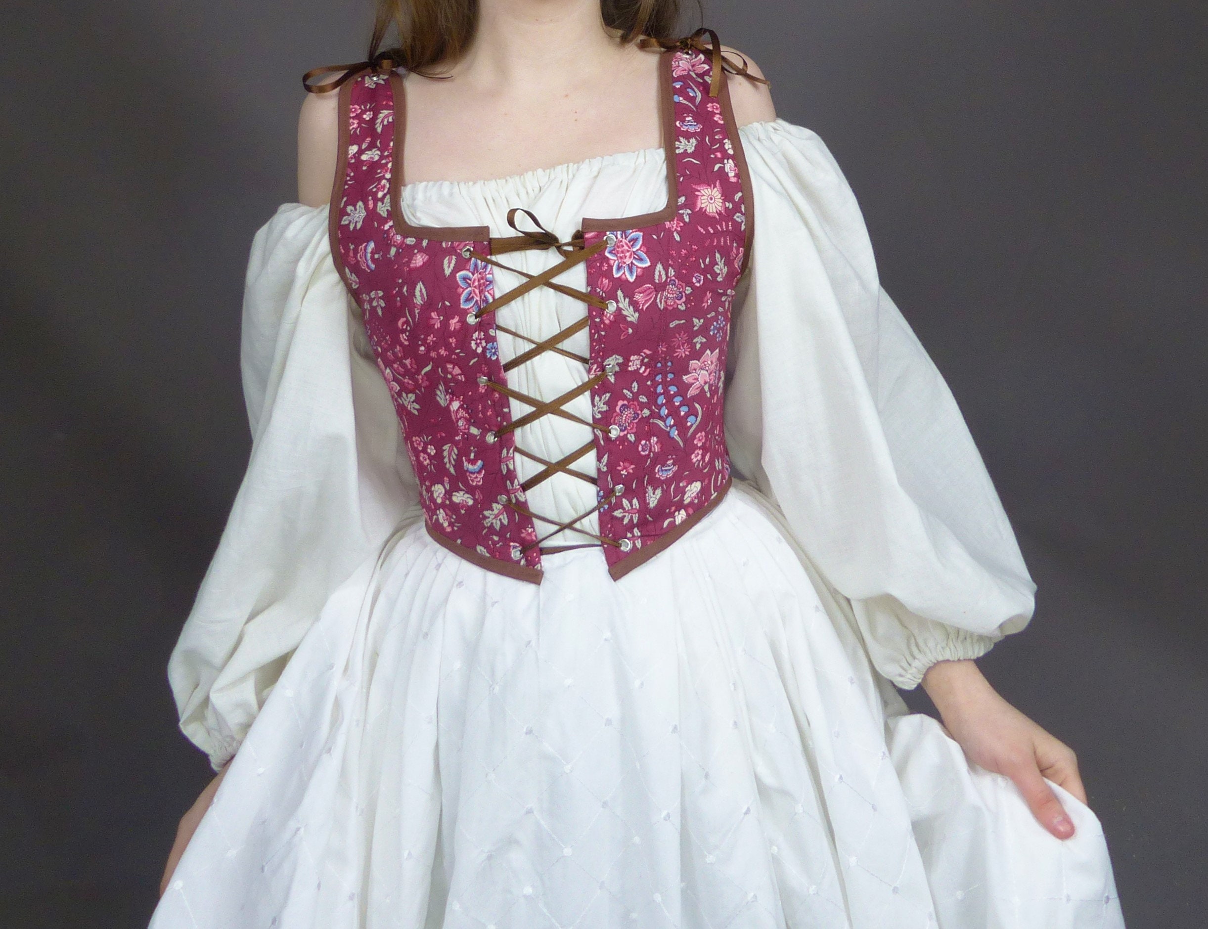 Historical Patterned Corset Renaissance Bodice Lace up Costume | Etsy