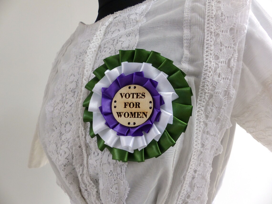 Suffragette Ribbon Protest Brooch Back Rosette Votes for Women ...