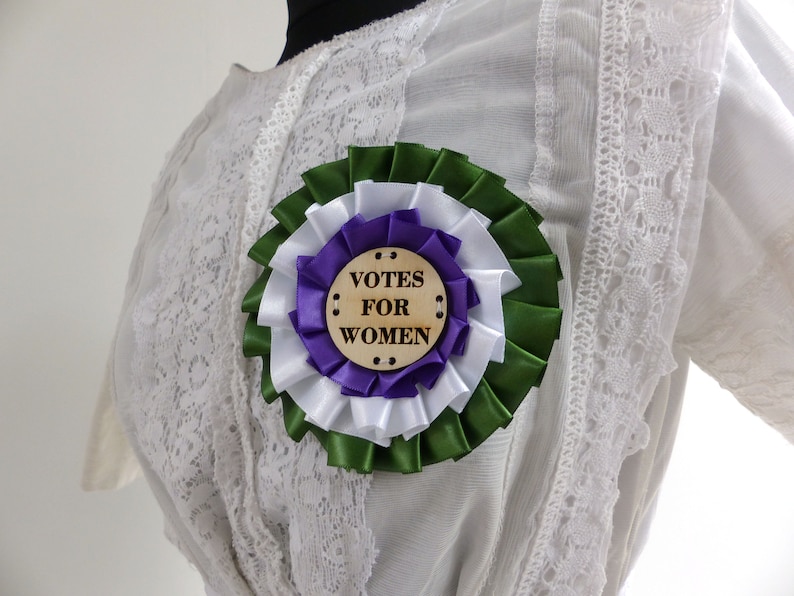 Suffragette Ribbon Protest Brooch Back Rosette Votes for Women | Etsy UK