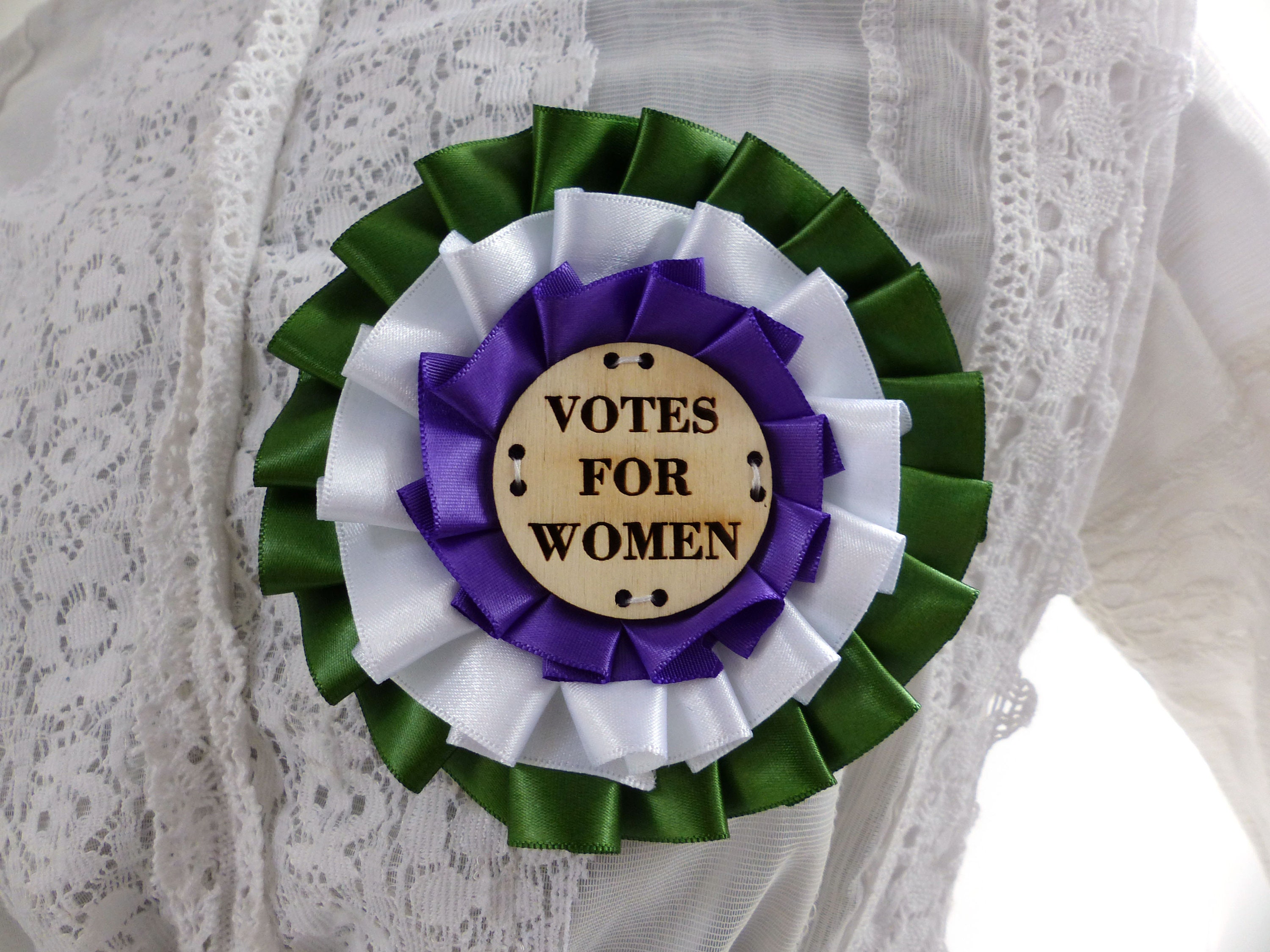 Suffragette Ribbon Protest Brooch Back Rosette Votes for Women ...