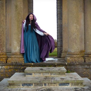 Shantung Satin Long Hooded Cloak, Medieval Fantasy Costume Re-enactment ...