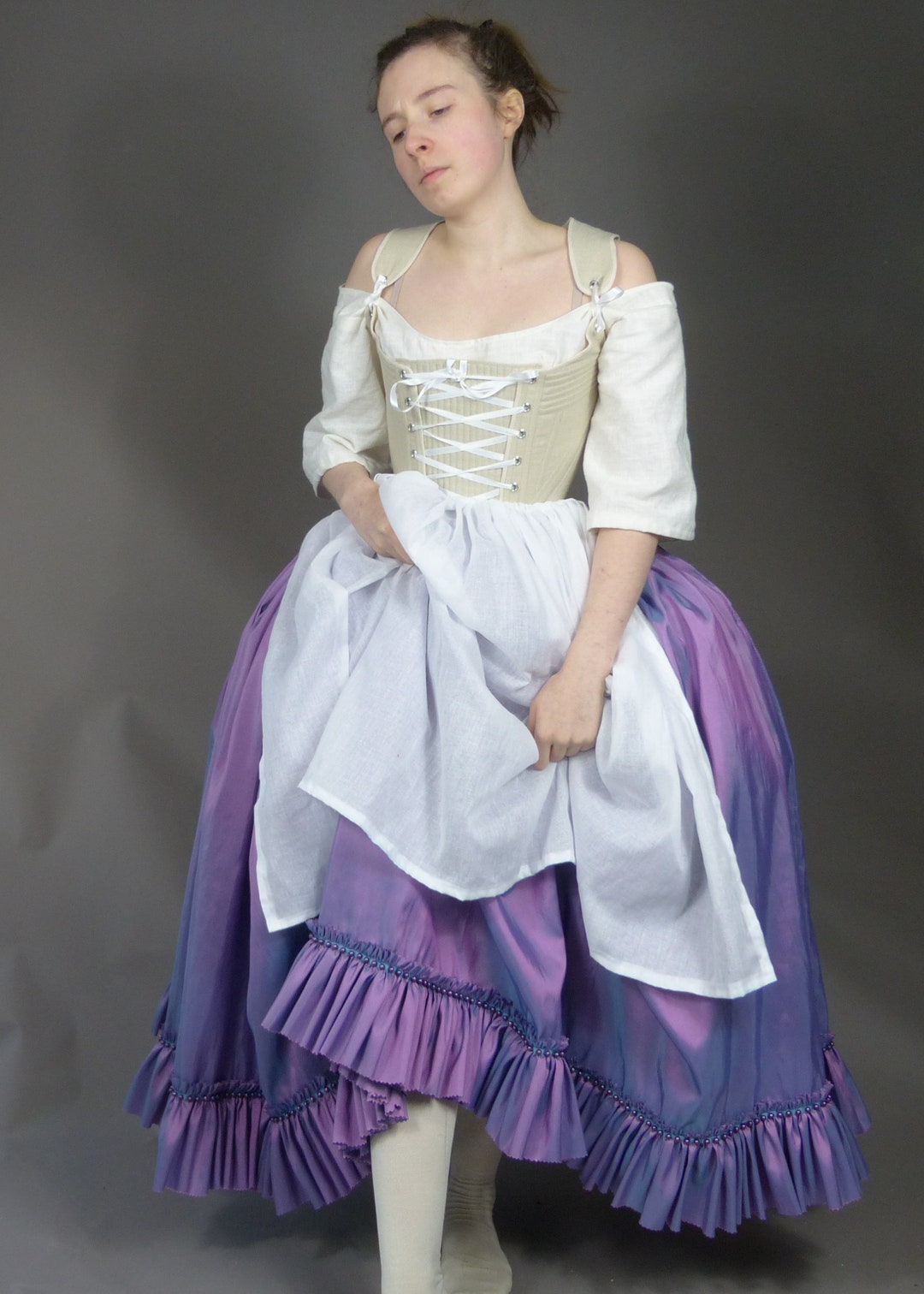 White Cotton 18th Century Inspired Apron - Etsy