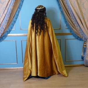 Ready to Ship Yellow Velvet Long Cloak, Medieval Fantasy Costume Re ...