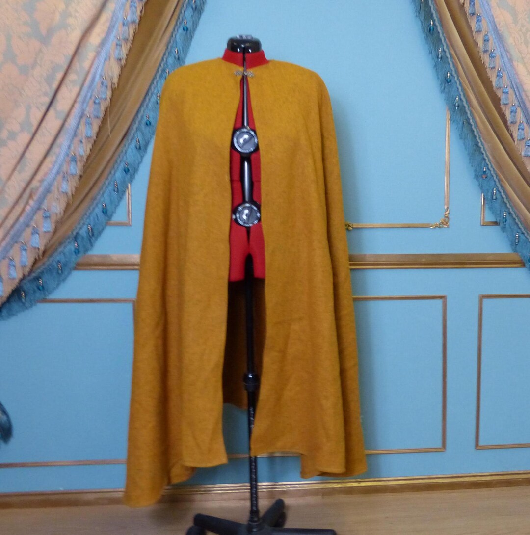 Ready to Ship Yellow Wool Long Cloak, Medieval Fantasy Costume Re ...