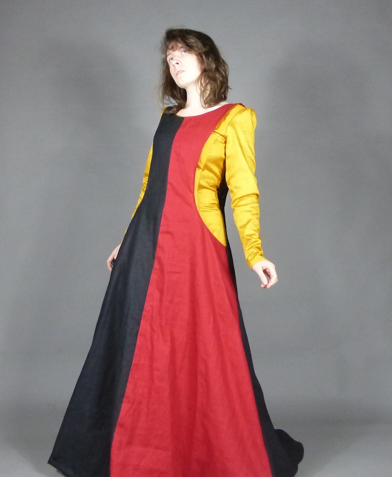 Two Colour Linen Medieval 14th Century Women's Over Coat - Etsy UK