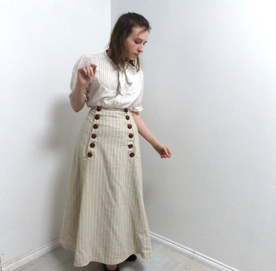 Edwardian Suffragette Linen Skirt With Button Front Opening | Etsy