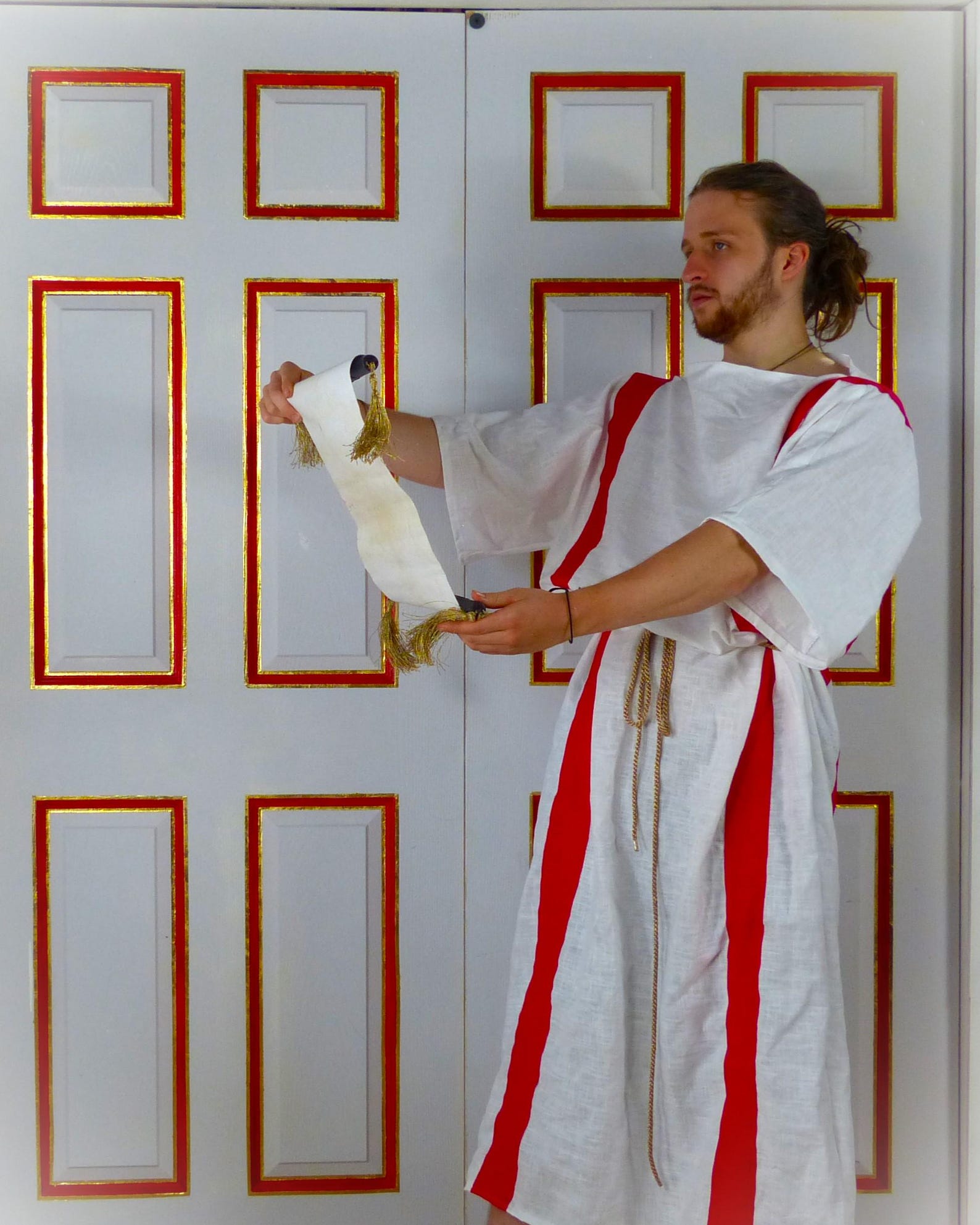 White Linen Striped Unisex Roman Tunic Historical Costume Ancient Rome ...