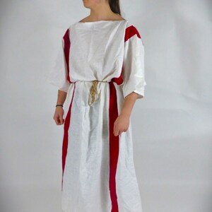 White Linen Striped Unisex Roman Tunic Historical Costume Ancient Rome ...