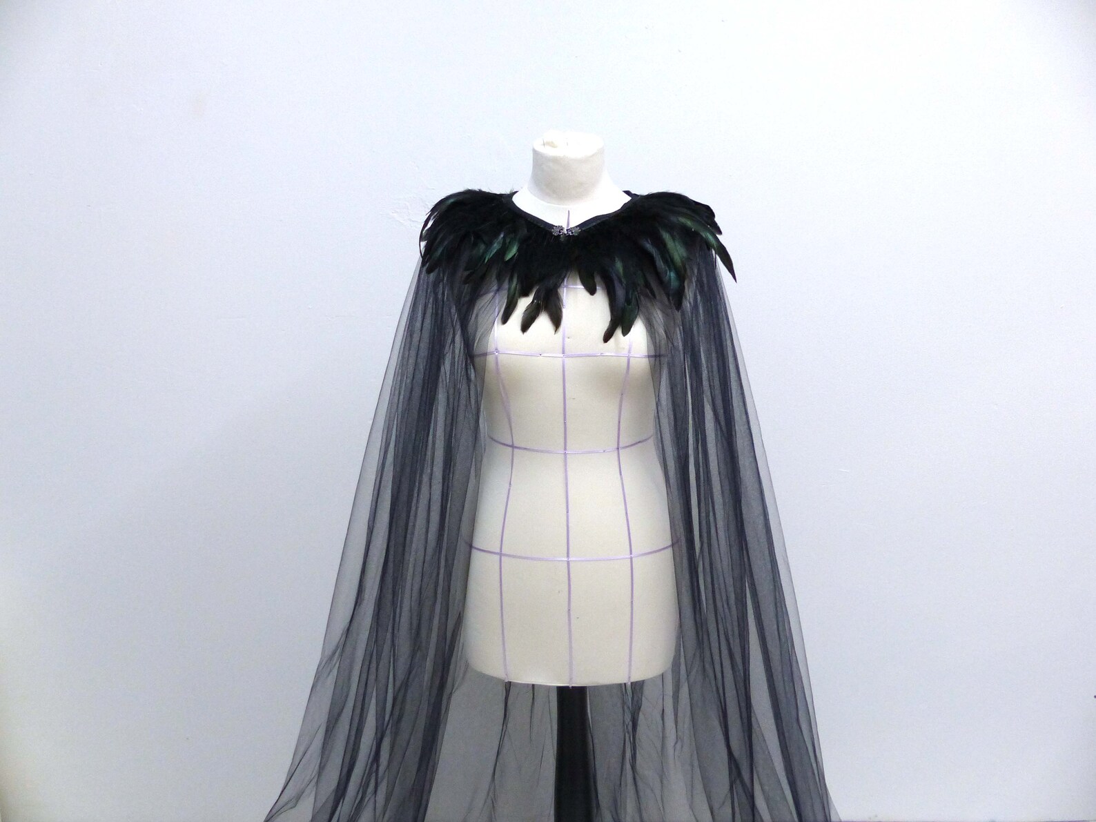 Evil Queen Gothic Fantasy Tulle Net Feather Cloak for Costume - Etsy