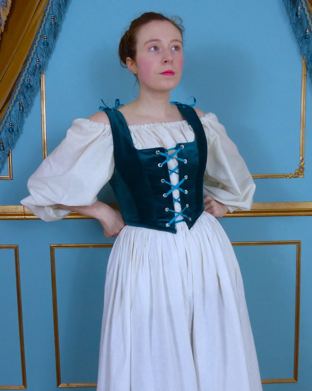 Colour Velvet Corset Renaissance Bodice Lace up Costume Perfect for Ren ...