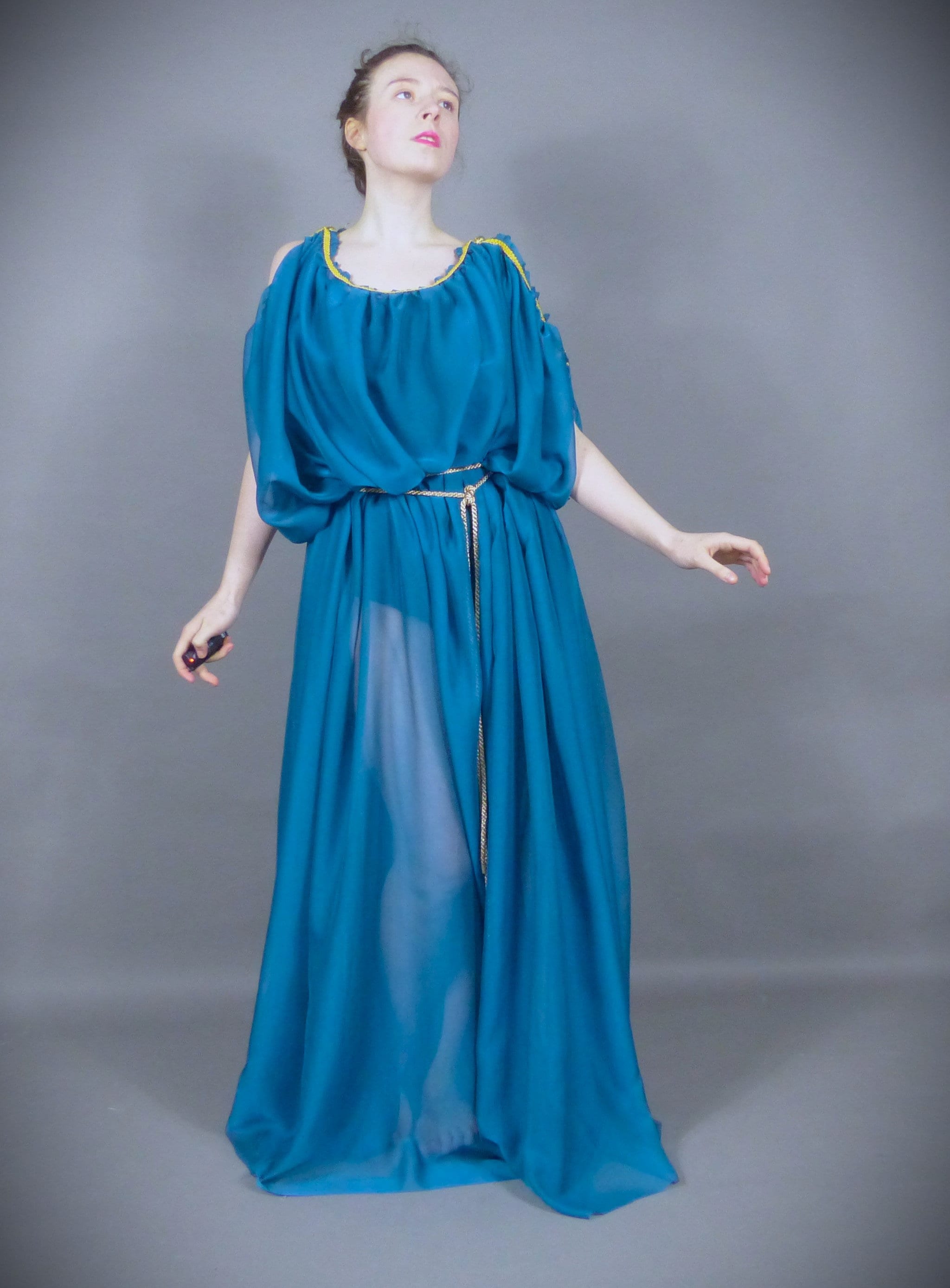Ancient Greek Women Chiton Trim Decorative Tunic in Chiffon Goddess ...