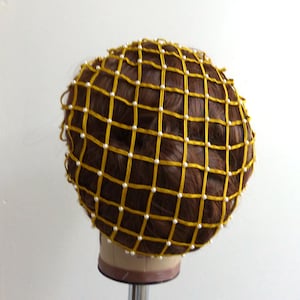 Gold Renaissance Beaded Pearl Lady Hair Net Snood Historic Costume Head ...