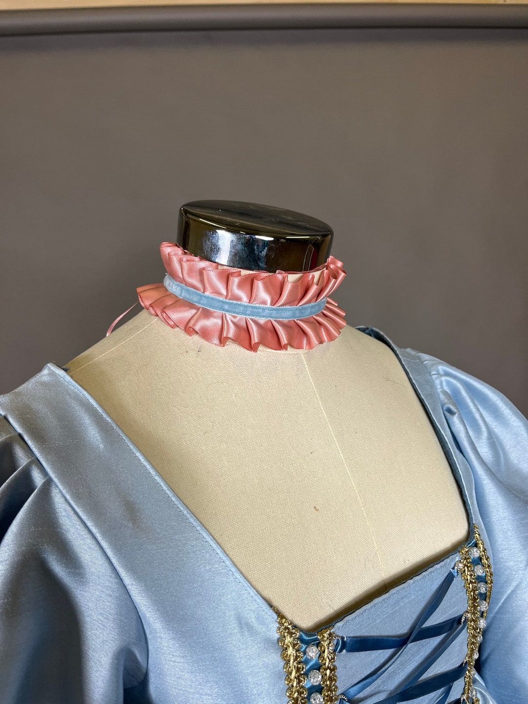 Ruffle Georgian Ribbon and Velvet Neck Choker Necklace 18th Century ...