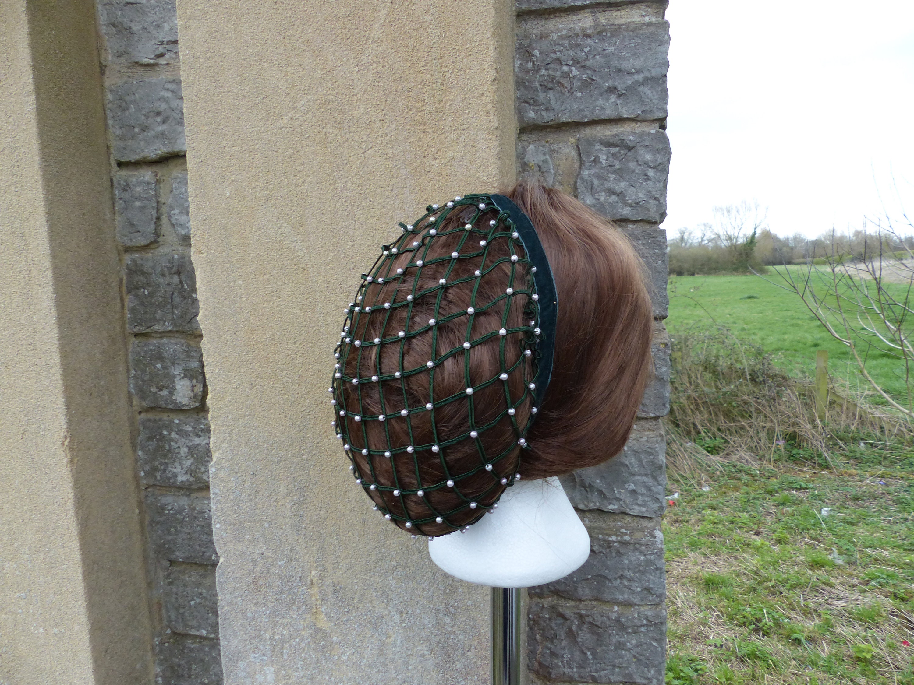 Renaissance Beaded Pearl Lady Hair Net Snood Historic Costume Head Wear ...