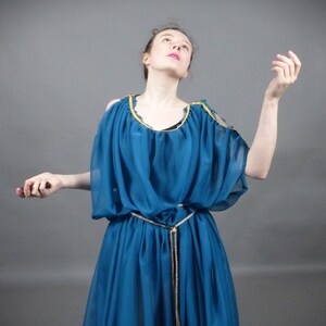 Ancient Greek Women Chiton Trim Decorative Tunic in Chiffon Goddess ...