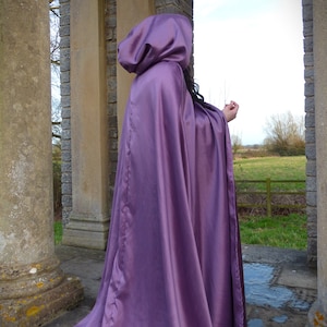 Shantung Satin Long Hooded Cloak, Medieval Fantasy Costume Re-enactment ...