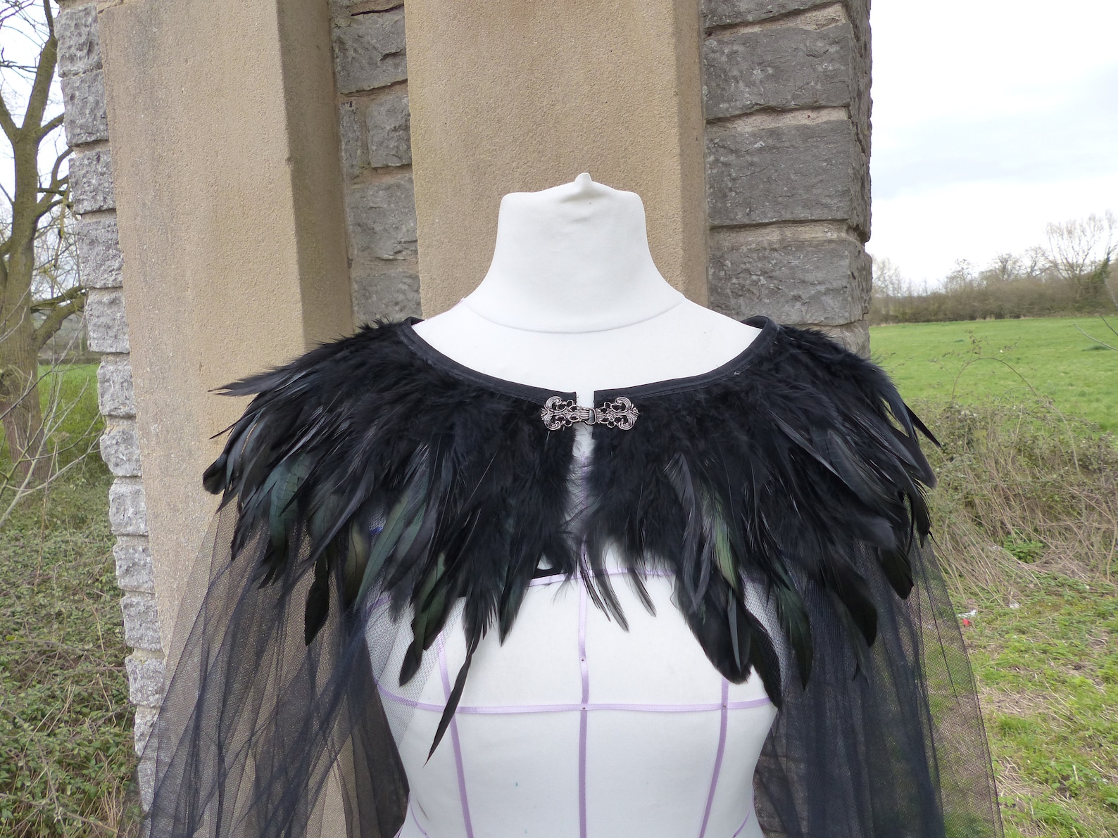 Evil Queen Gothic Fantasy Tulle Net Feather Cloak for Costume - Etsy