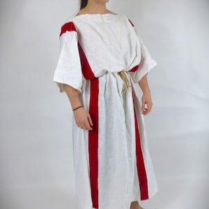 White Linen Striped Unisex Roman Tunic Historical Costume Ancient Rome ...