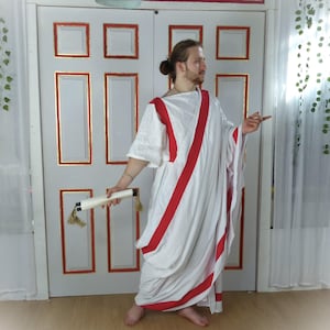 Men's Ancient Roman Senate White Linen Costume Toga for Re-enactment ...
