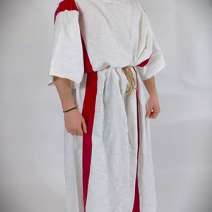 White Linen Striped Unisex Roman Tunic Historical Costume Ancient Rome ...