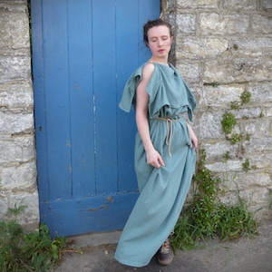 Women's Greek Cotton Gauze Fold Over Tunic Ancient World Peplos Chiton ...