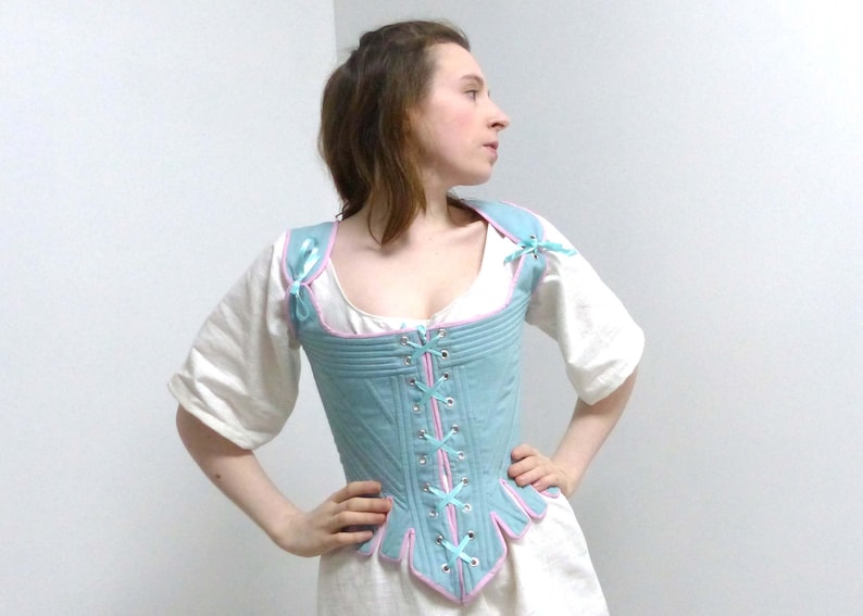 18th Century Front and Back Laced Coloured Linen Corset Stays - Etsy UK