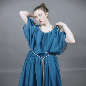 Ancient Greek Women Chiton Trim Decorative Tunic in Chiffon Goddess ...