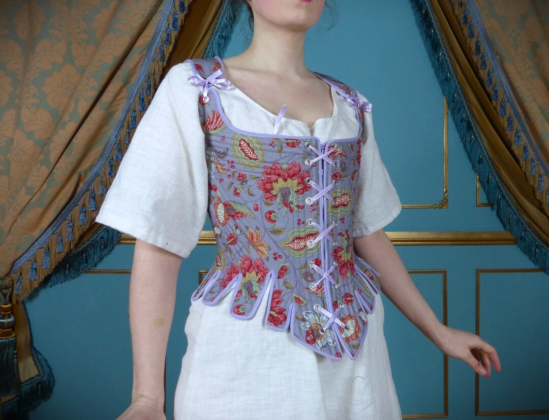 18th Century Front and Back Laced Pattern Cotton Corset Stays ...